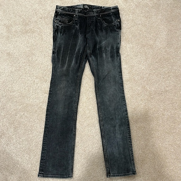 Express | Jeans | Marble Washed Dark Denim Straight Leg Jeans | Poshmark